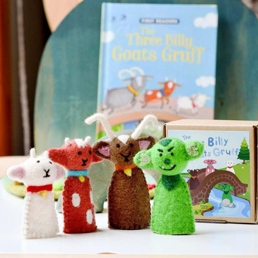 Three Billy Goats Gruff Finger Puppet Set | Zebra Finch Style