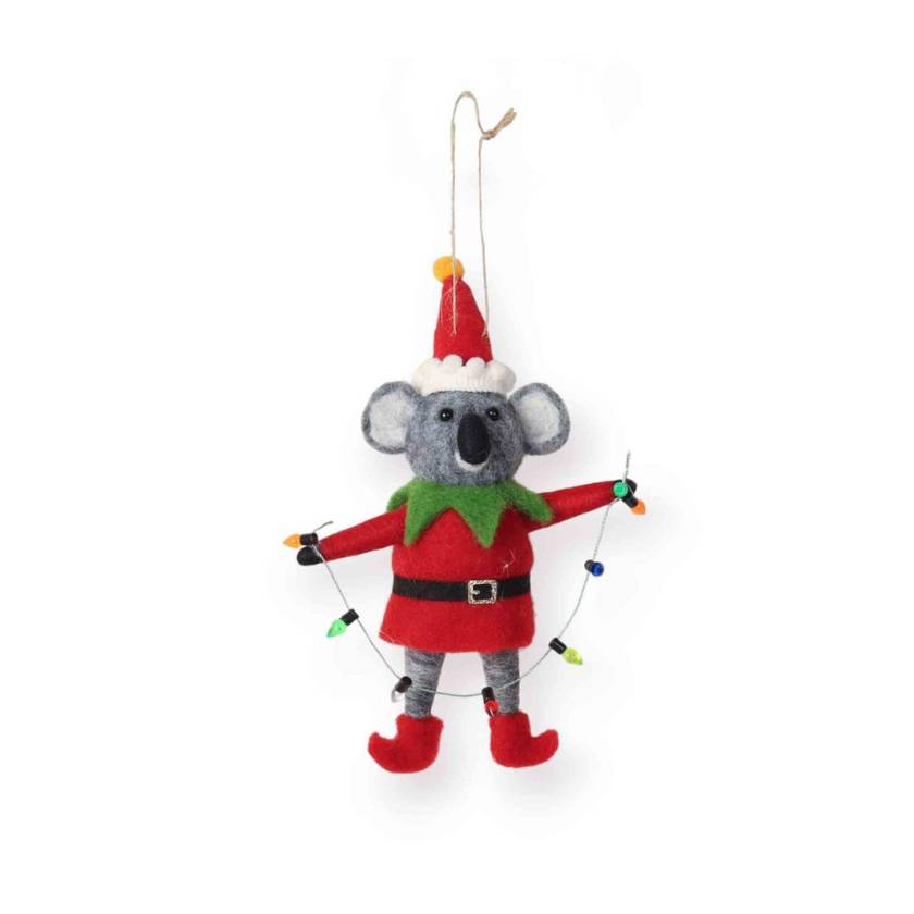 Felt Ornament Elf Koala | Zebra Finch Style