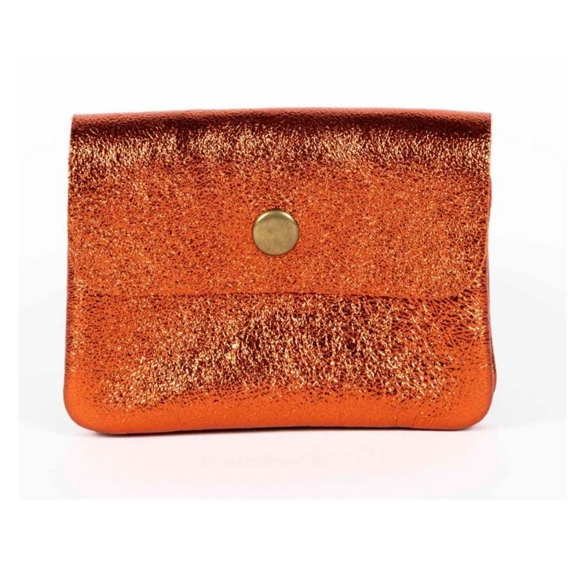 Maison Fanli Coin Purse Metallic Burnt Orange | Zebra Finch Style