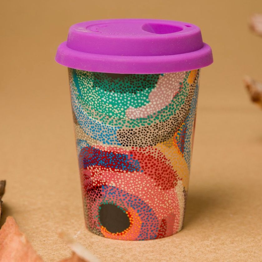 Alperstein Ceramic Coffee Cup | Reusable Takeaway Mug | Zebra Finch Style