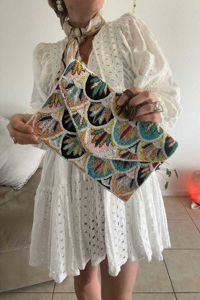 Zoda Beaded Abstract Clutch | Zebra Finch Style